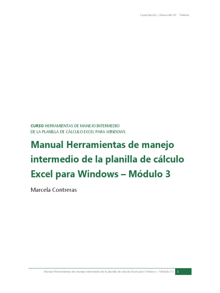 Manual m3 | PDF | Microsoft Excel | Hoja de cálculo