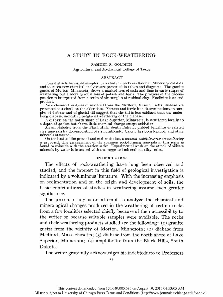 Goldich 1938 | PDF