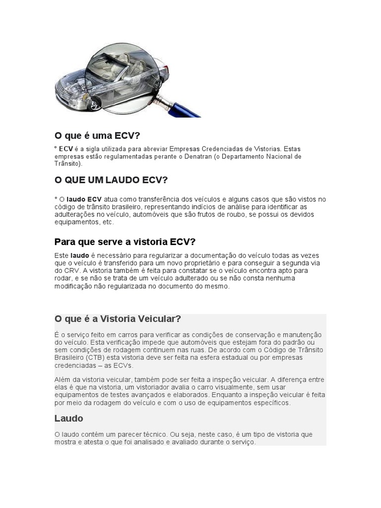 O Que É Uma ECV | PDF | Veículos | Veículo motorizado