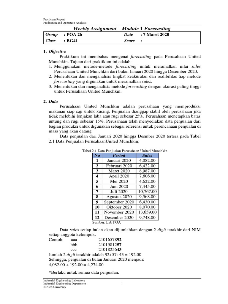 Poa26 - Modul 1 - Forecasting | PDF