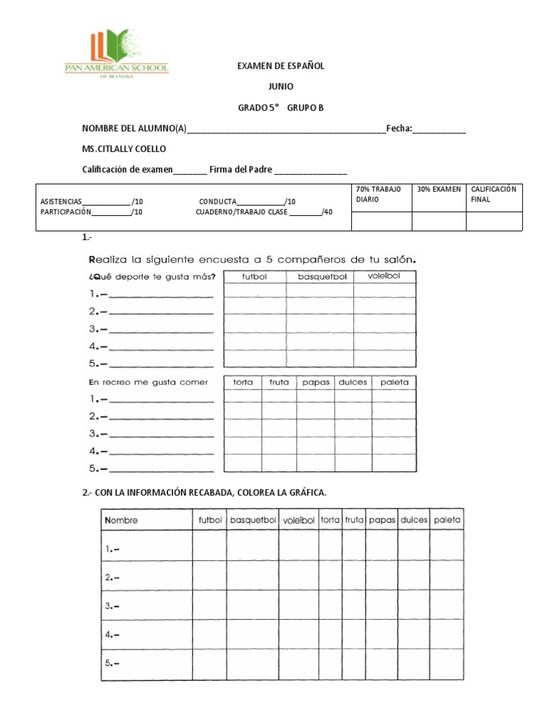 Examen de Español 5B Junio | PDF | Crecimiento personal y profesional ...