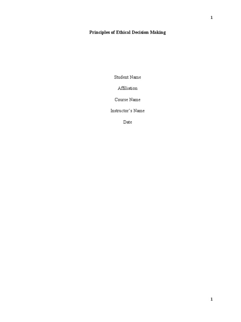 Ethical Decision-Making Principles | PDF