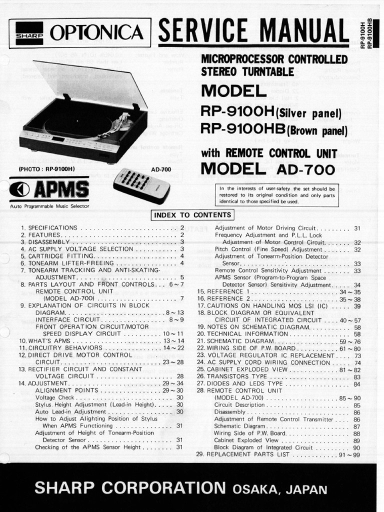 Sharp Optonica RP-9100 | PDF