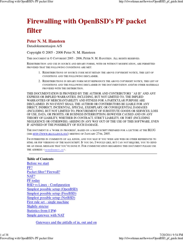 Fire Walling With OpenBSD's PF Packet Filter | PDF | Firewall (Computing) | File Transfer Protocol