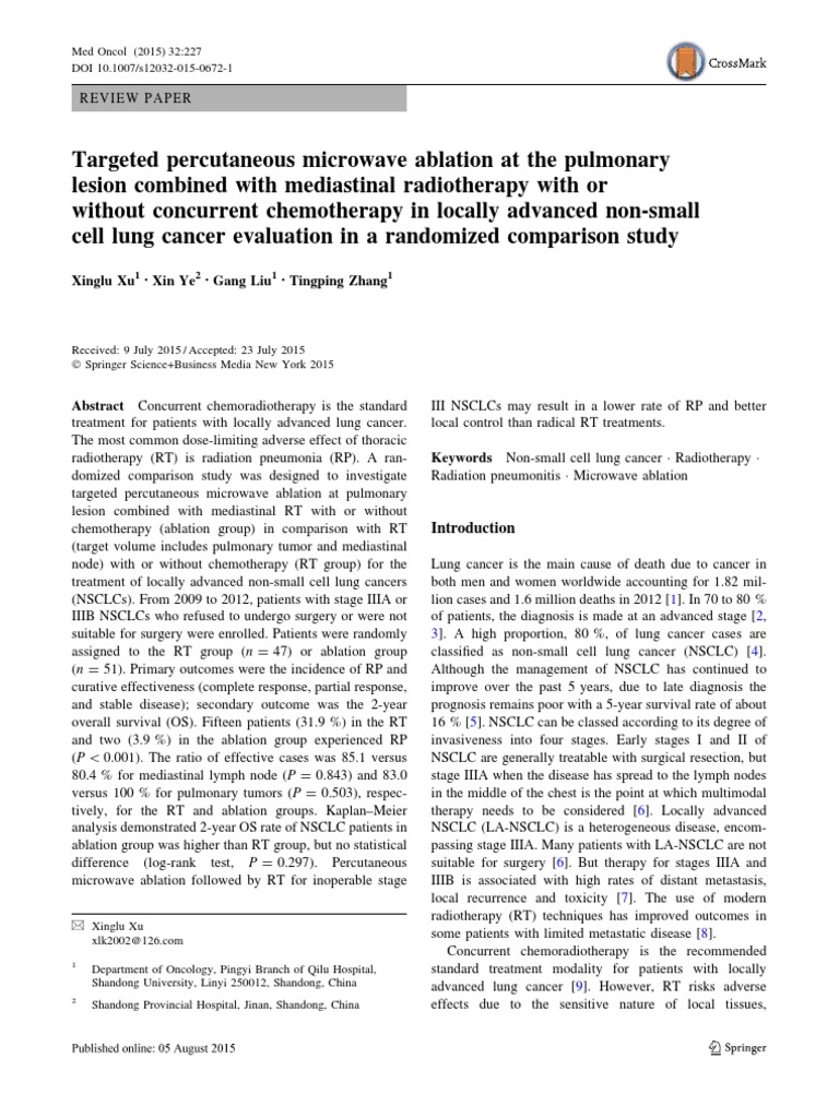 Targeted Percutaneous Microwave Ablation at The Pulmonary Lesion Combined With Mediastinal ...