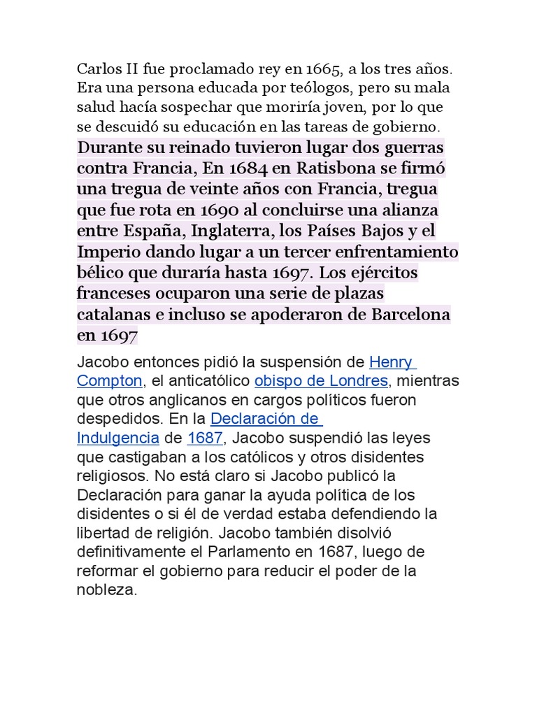 Carlos II Fue Proclamado Rey en 1665 | PDF | Viajes y turismo ...