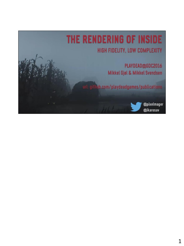 Rendering Inside gdc2016 | PDF | Teaching Methods & Materials | Technology & Engineering