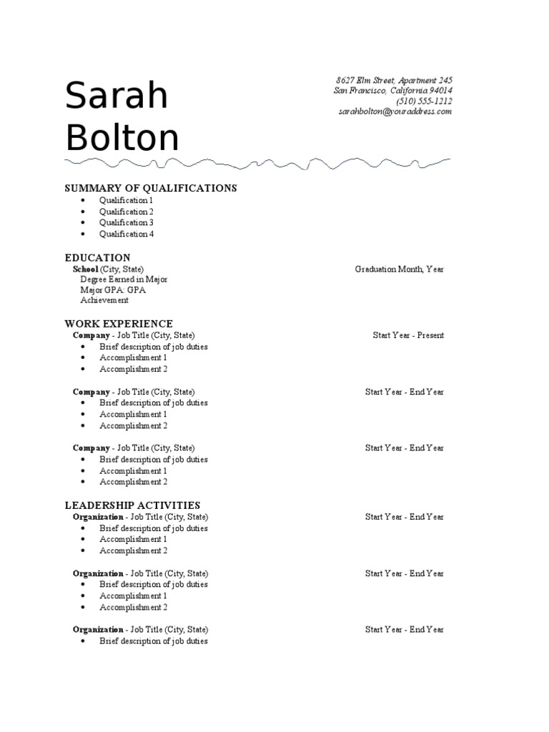 Blank Resume Templates 1 | PDF