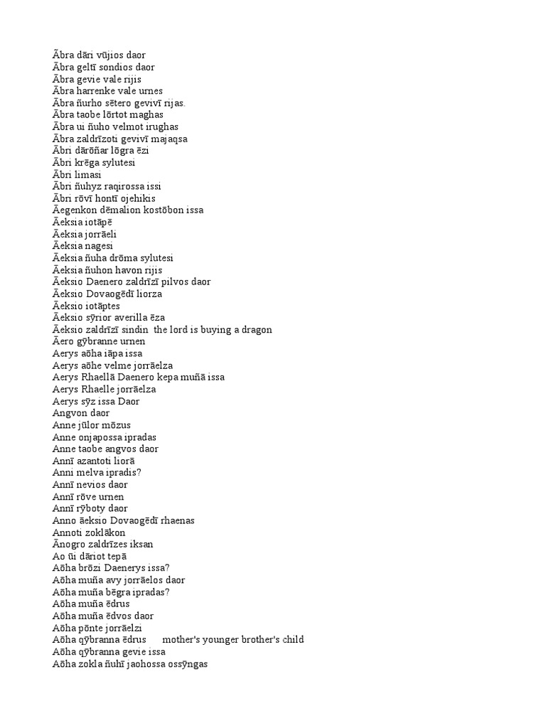 Some High Valyrian Phrases | PDF