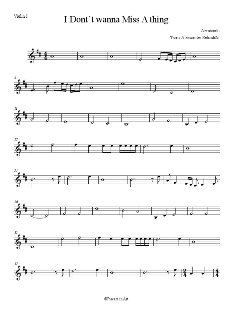 Aerosmith - I Don T Wanna Miss A Thing - Violin I | PDF