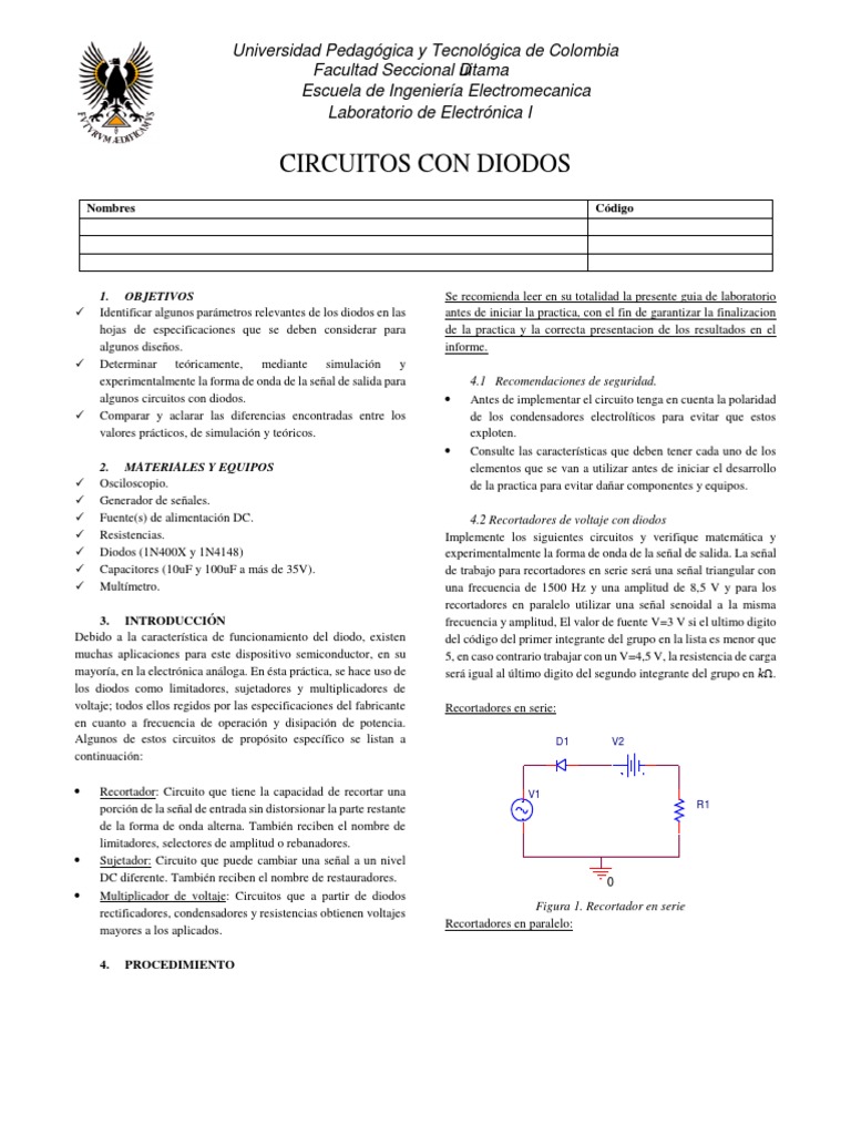 Lab 4 Circuitos Con Diodos | PDF | Electrónica | voltaje
