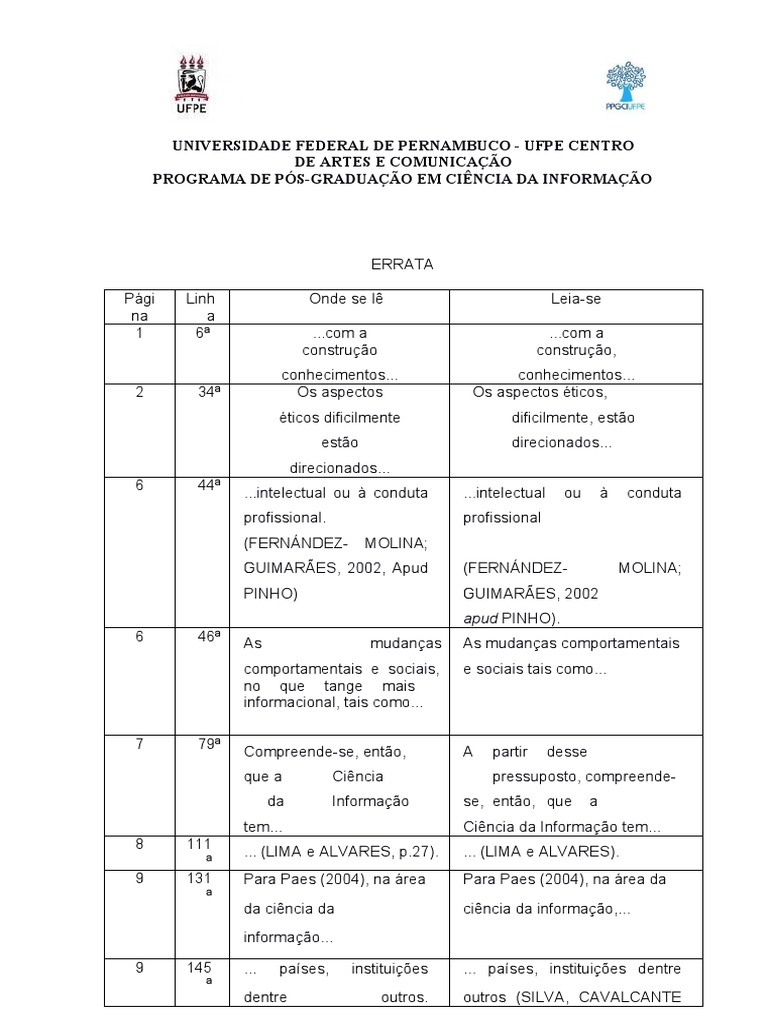 Modelo de Errata | PDF | Science | Ciência cognitiva