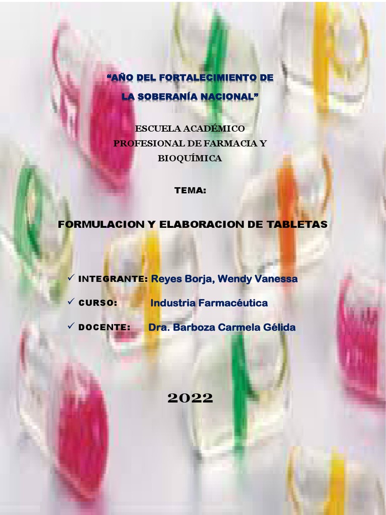Formulacion y Elaboracion de Tabletas Original 1 | PDF | Tableta ...