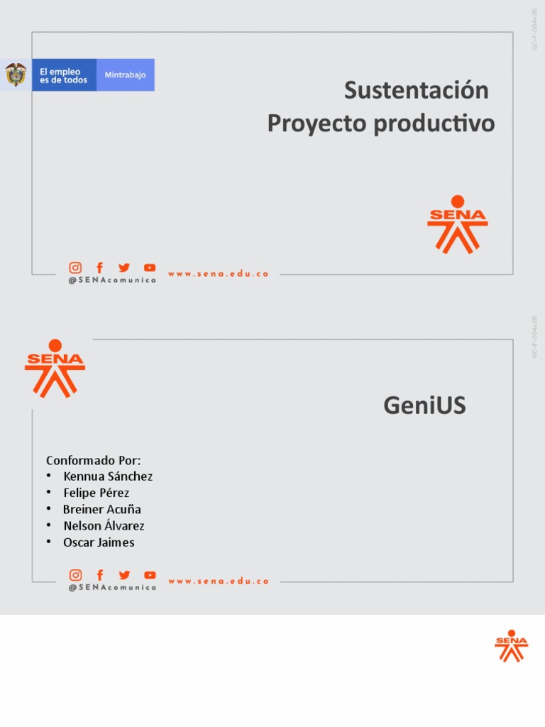 Diapositiva Del Sena Proyecto Productivo | PDF