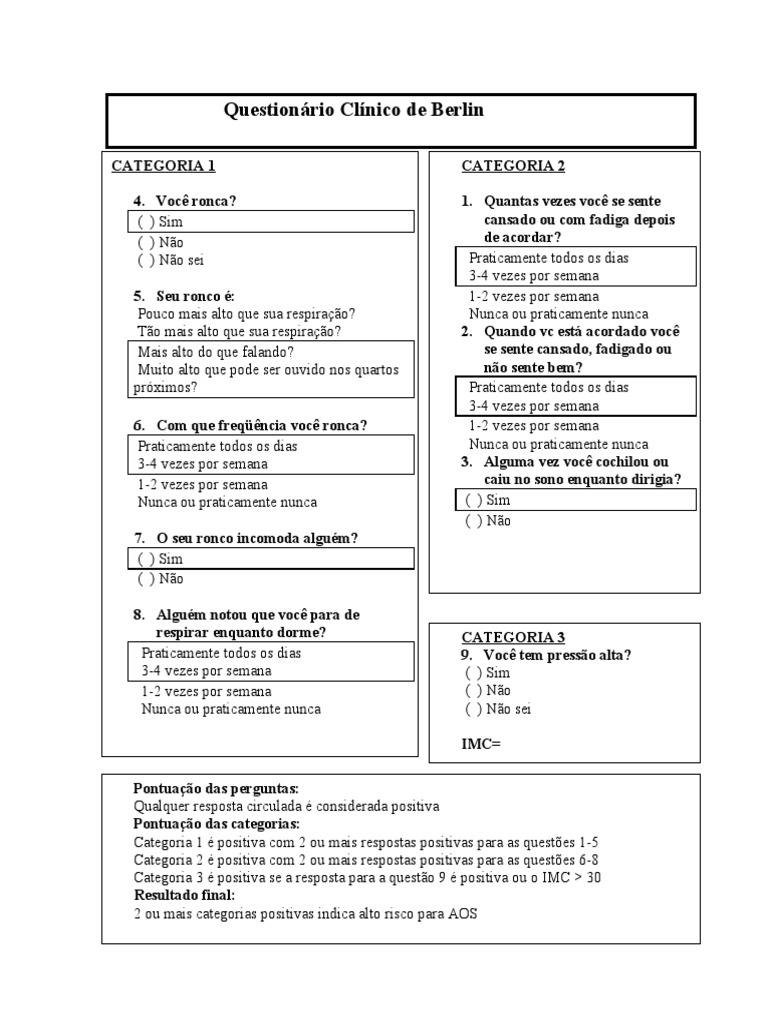 Questionário Berlim | PDF