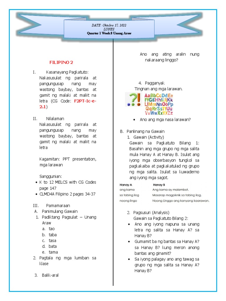Jumbled Letters Tagalog Worksheet | PDF
