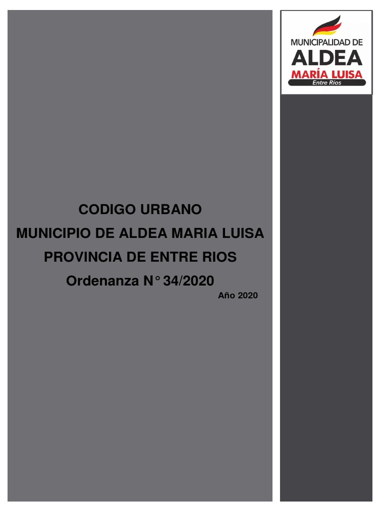 ORDENANZA 34-2020 - Codigo Urbano Municipio de Aldea Maria Luisa | PDF