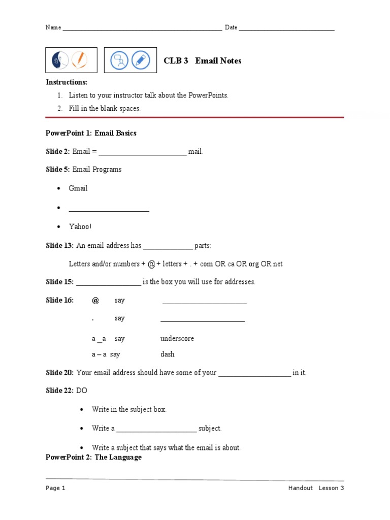 7i Handout Lesson 1 Email Notes JS 3 | PDF | Gmail | Internet 7i Handout Lesson 1 Email Notes JS 3 | PDF | Gmail | Internet