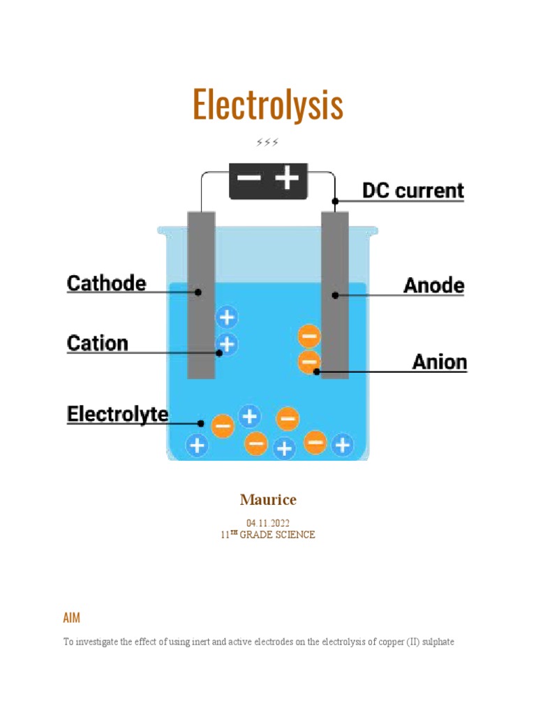(Complete) Electrolysis of Copper Sulphate | PDF | Anode | Electrochemistry