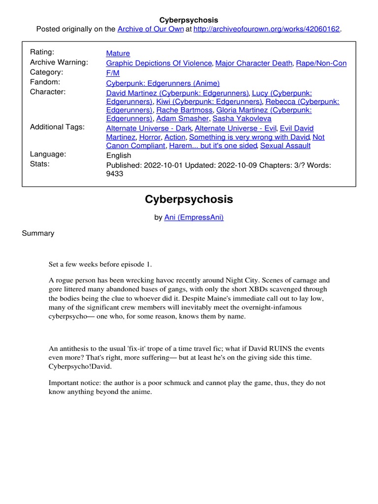 Cyberpsychosis | PDF