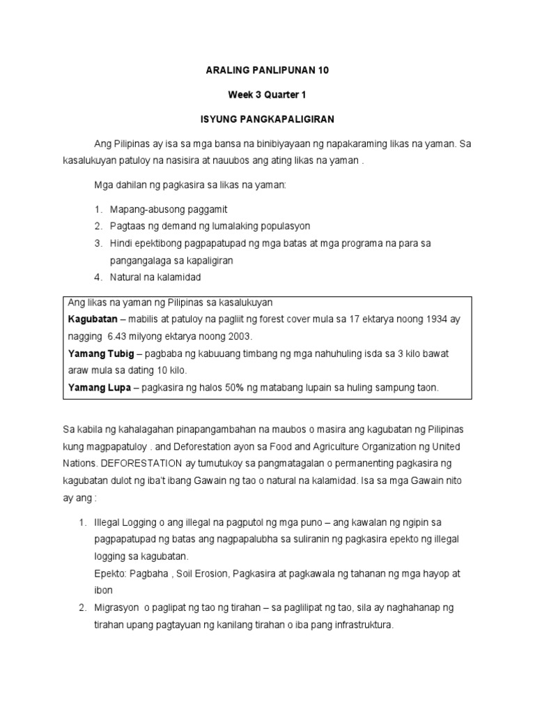 Aralin1 Isyung Pangkapaligiran Yamang Gubat at Climate Change | PDF