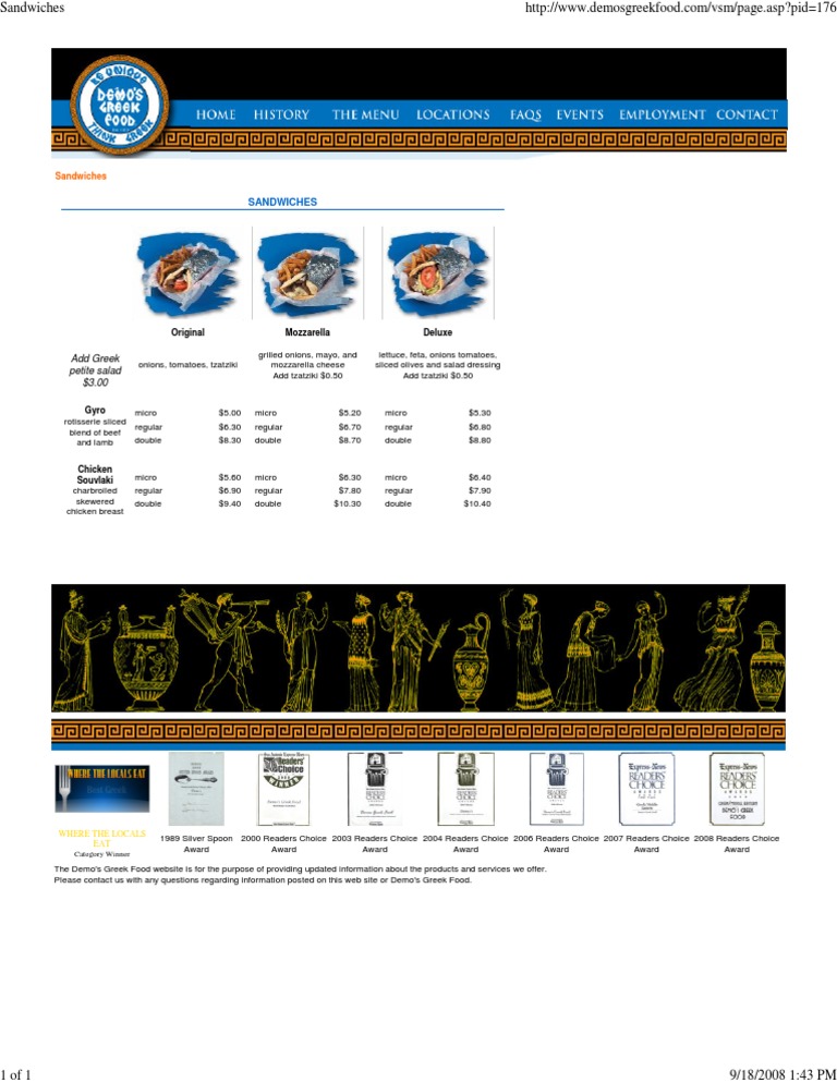Delicious Greek Sandwiches Menu | PDF | Fast Food | Cuisine