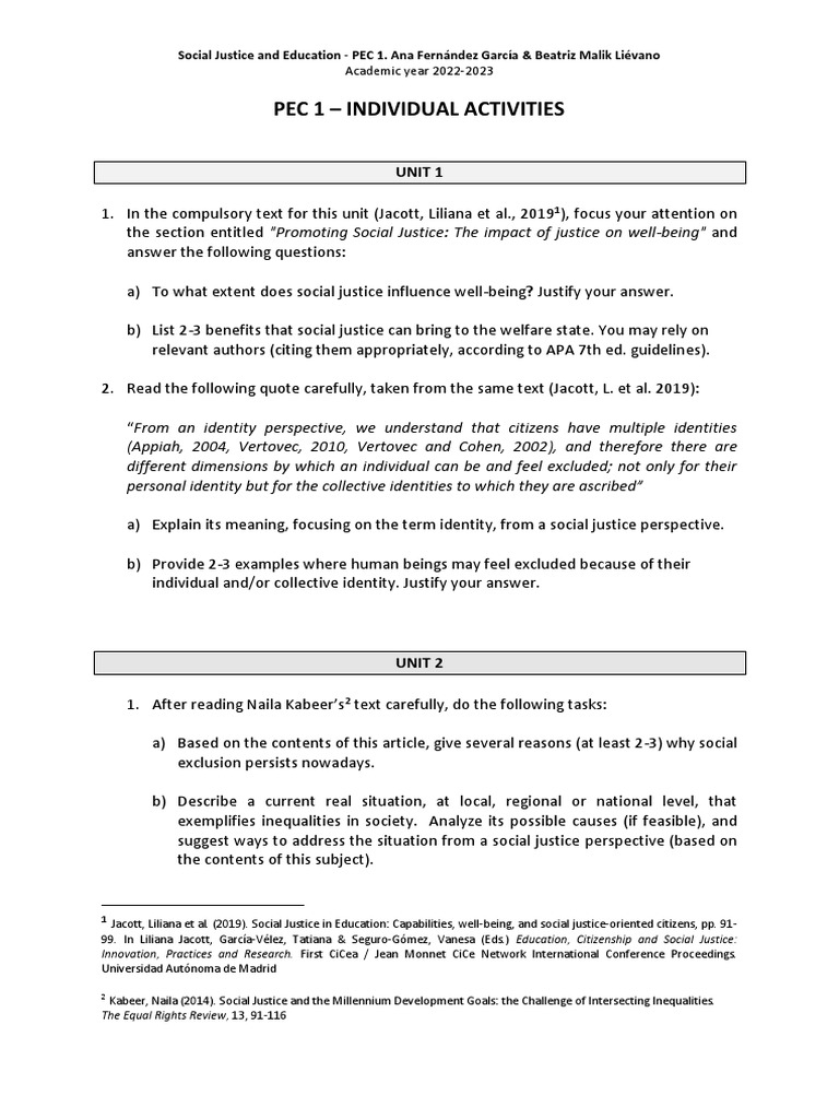 Social Justice in Education Activities Guide | PDF | Justice | Crime ...