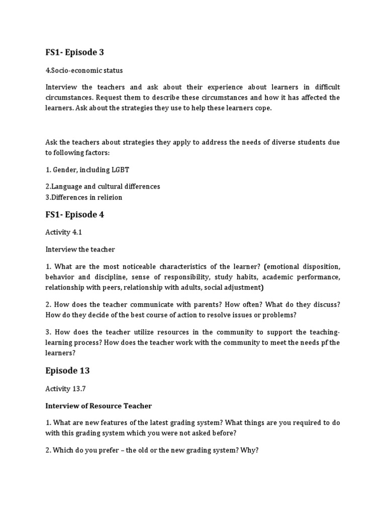 Interview For Teachers! | Download Free PDF | Teachers | Teaching Method