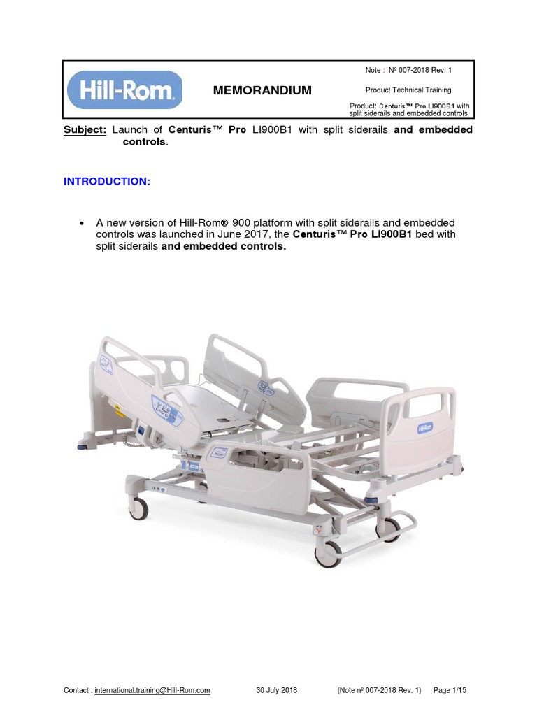 Note 007-2018 Launch of The Centuris Pro LI900B1 With Split Siderails ...