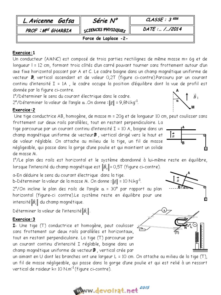 Force de Laplace en Physique 3ème | PDF