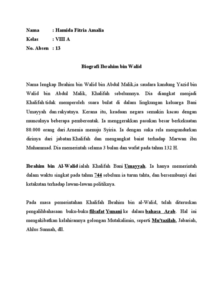 Biogragi Ibrahim Bin Al Walid | PDF