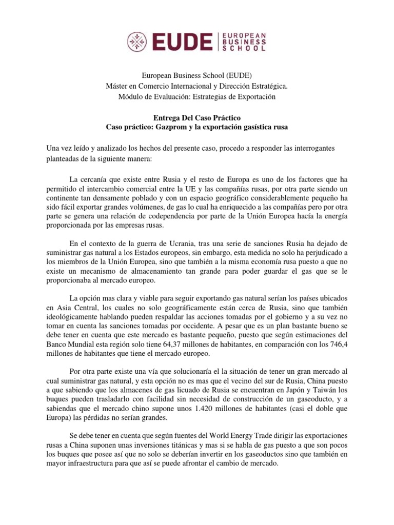 Caso Práctico - Gazprom | PDF | Europa | China