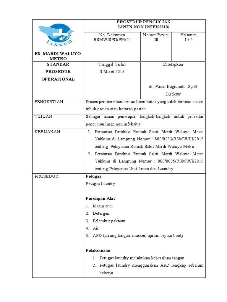 PENCUCIAN LINEN NON INFEKSIUS Rev | PDF