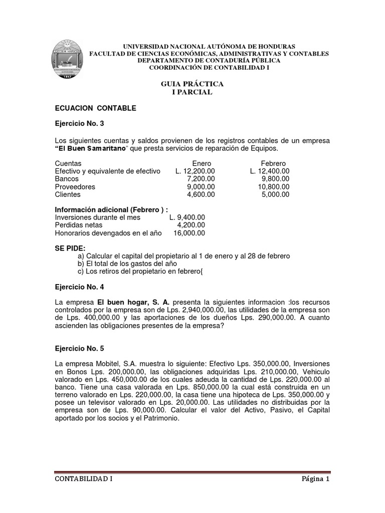 Guía I Parcial - Contabilidad I | PDF | Contabilidad | Estado de resultados