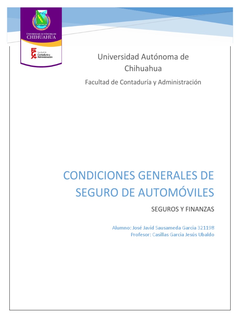 condiciones generales de Seguro de Automóviles | PDF | Seguro | Póliza de seguros
