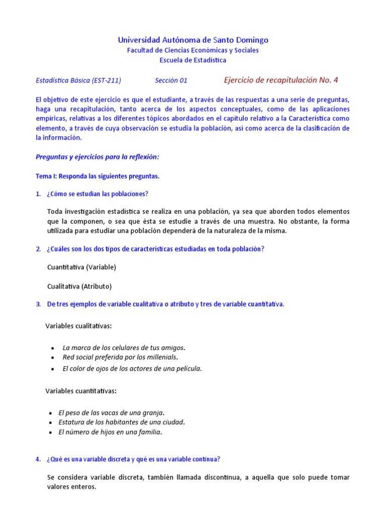 Ejercicio de Recapitulacion No. 4 | PDF