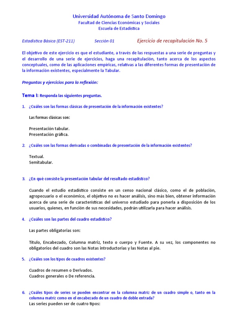 Presentación Tabular en Estadística Básica | PDF