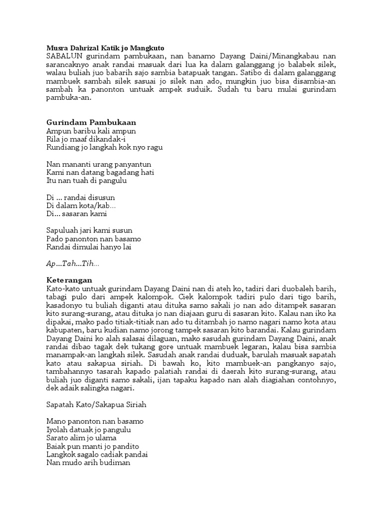 Teks Randai Umbuik Mudo | PDF