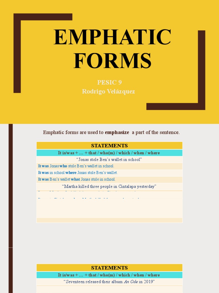 Emphatic Forms (With Answers) | PDF