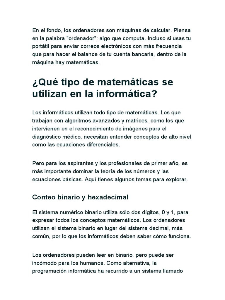 ¿Qué Tipo de Matemáticas Se Utilizan en La Informática?: Conteo Binario ...
