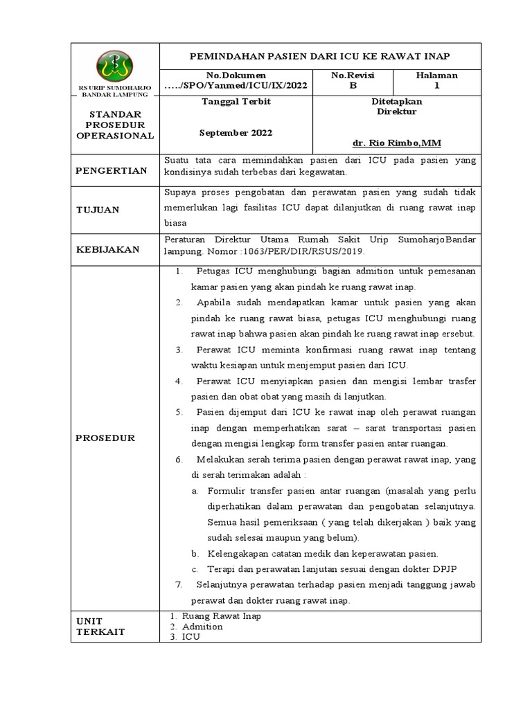 Pemindahan Pasien Dari Icu Ke Rawat Inap | PDF | Sains & Matematika