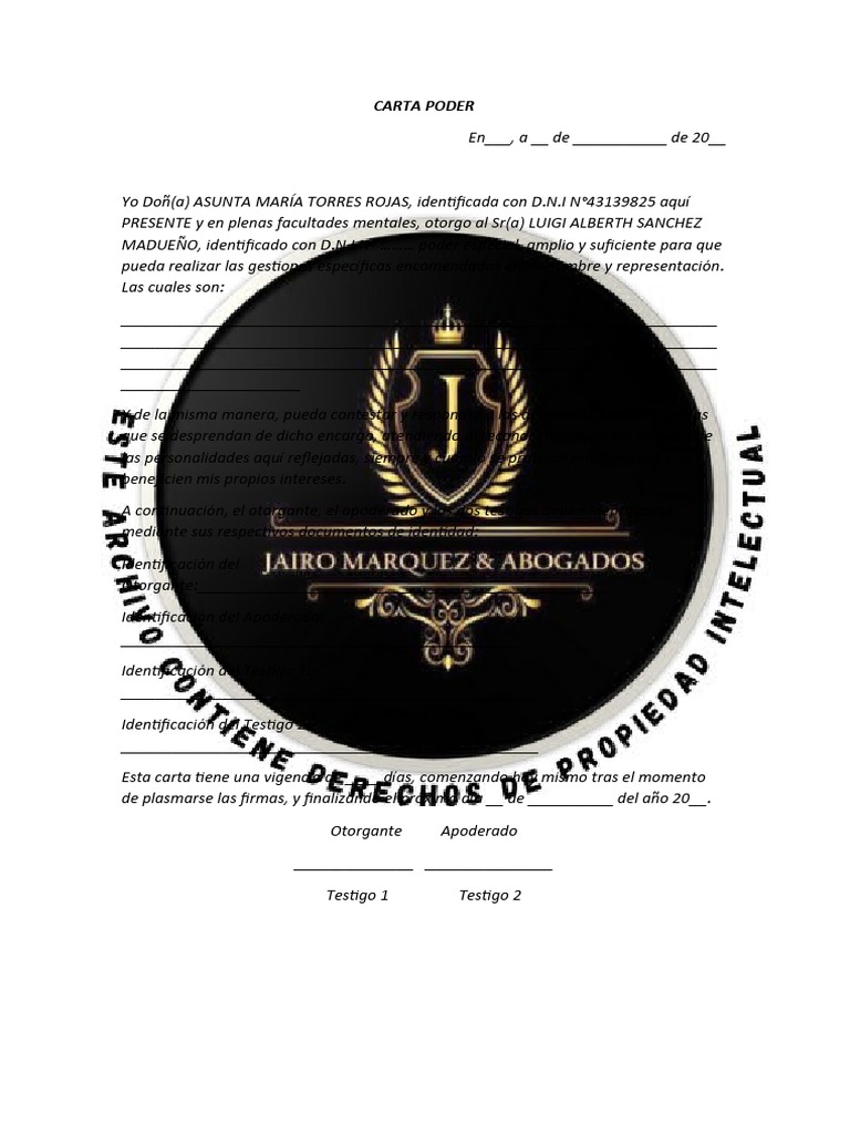 Modelo de Carta Poder Simple | PDF