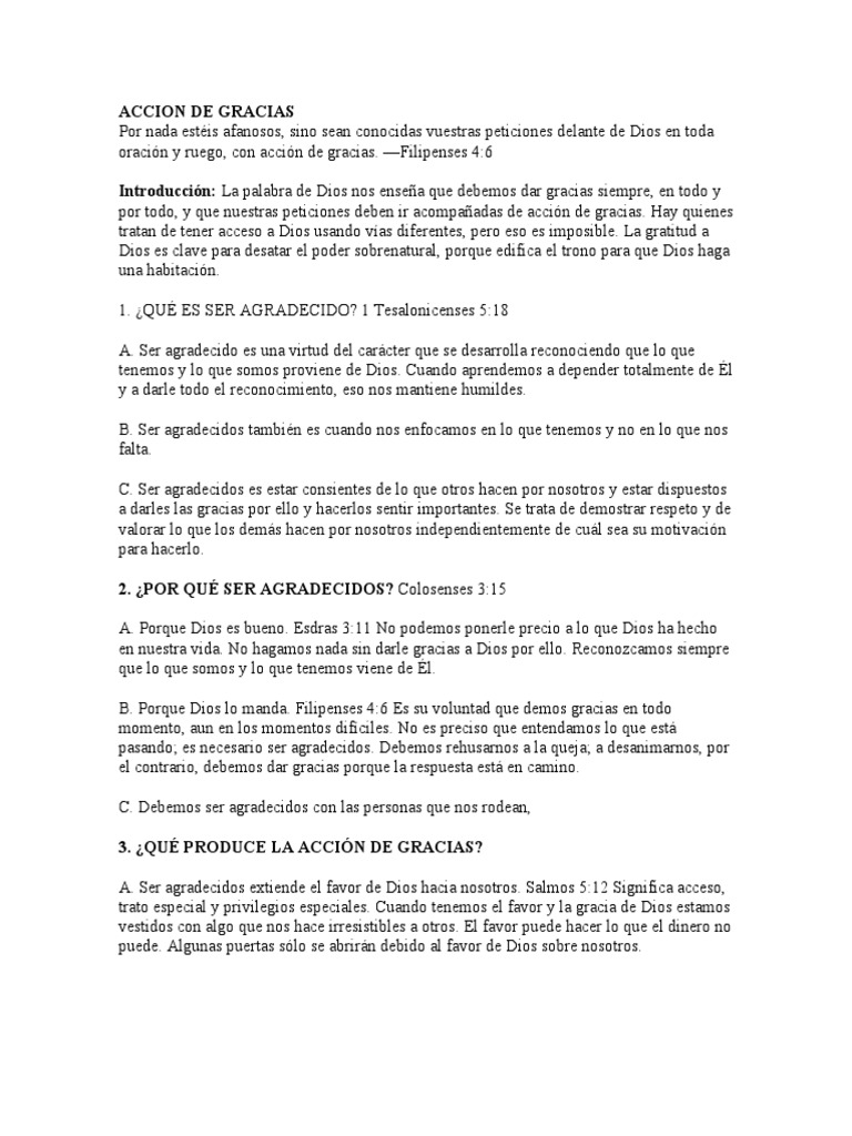 La Importancia de la Acción de Gracias | PDF | Dios | Oración