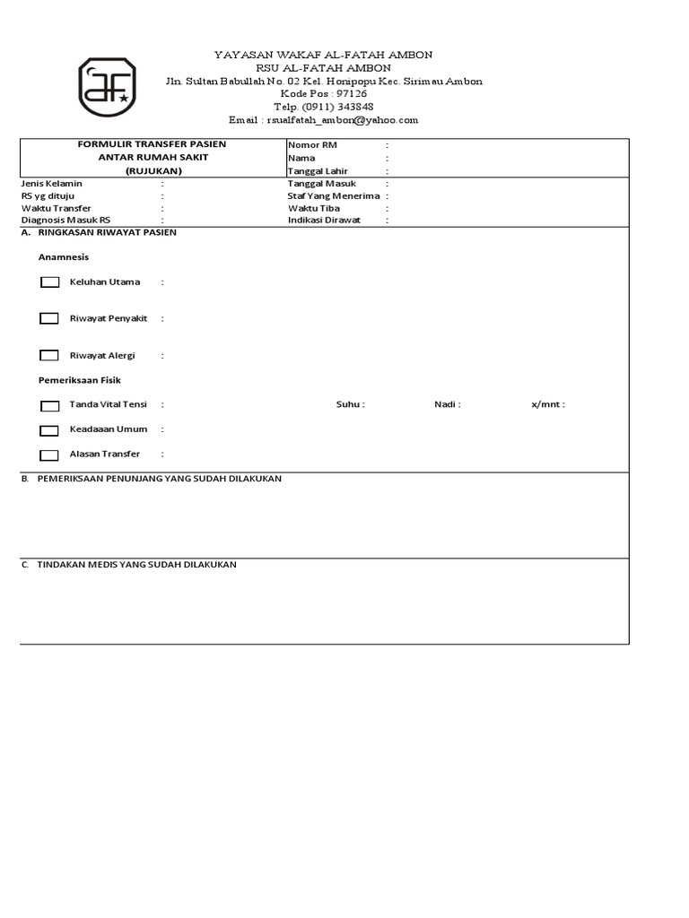 Form. Rujukan Antar Rumah Sakit | PDF
