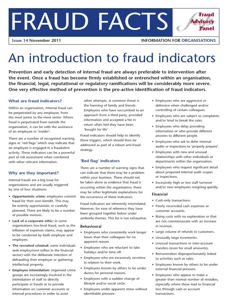 Fraud Facts 14B Fraud Indicators Nov11 | PDF