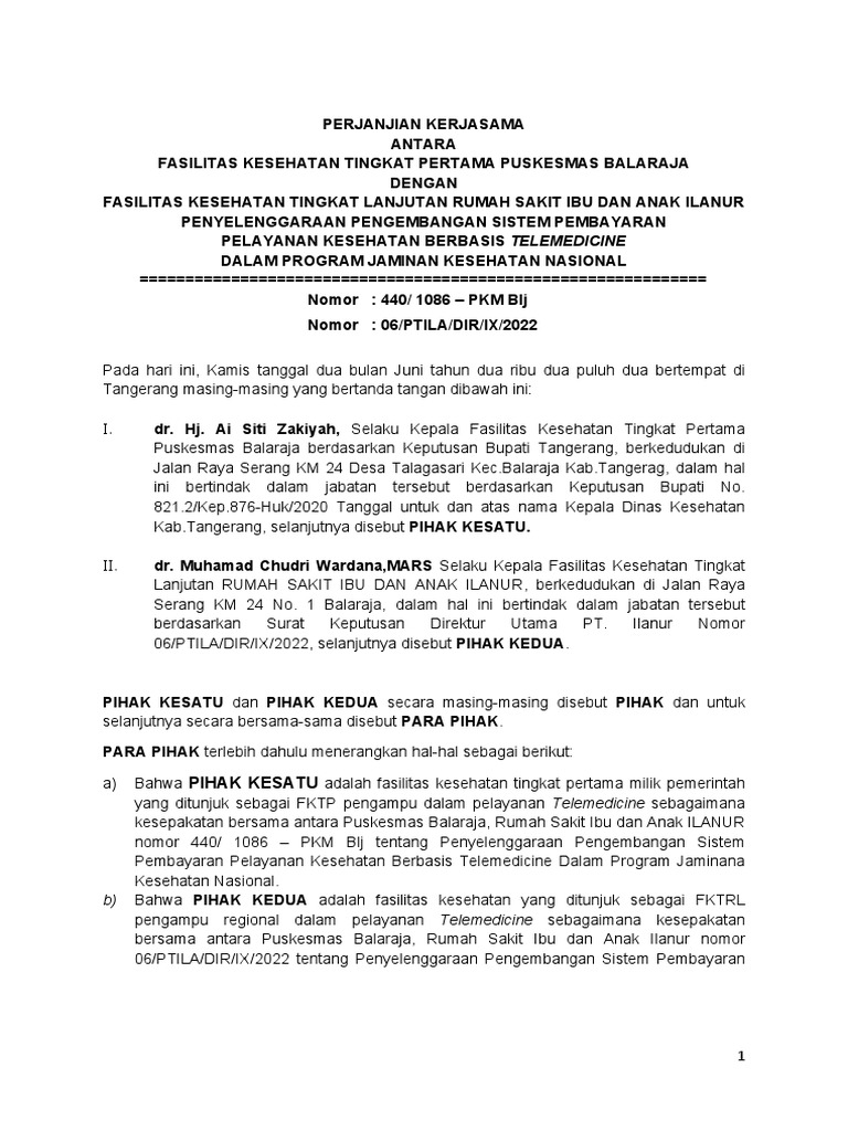 PKS Telemedicine 2 PIHAK | PDF