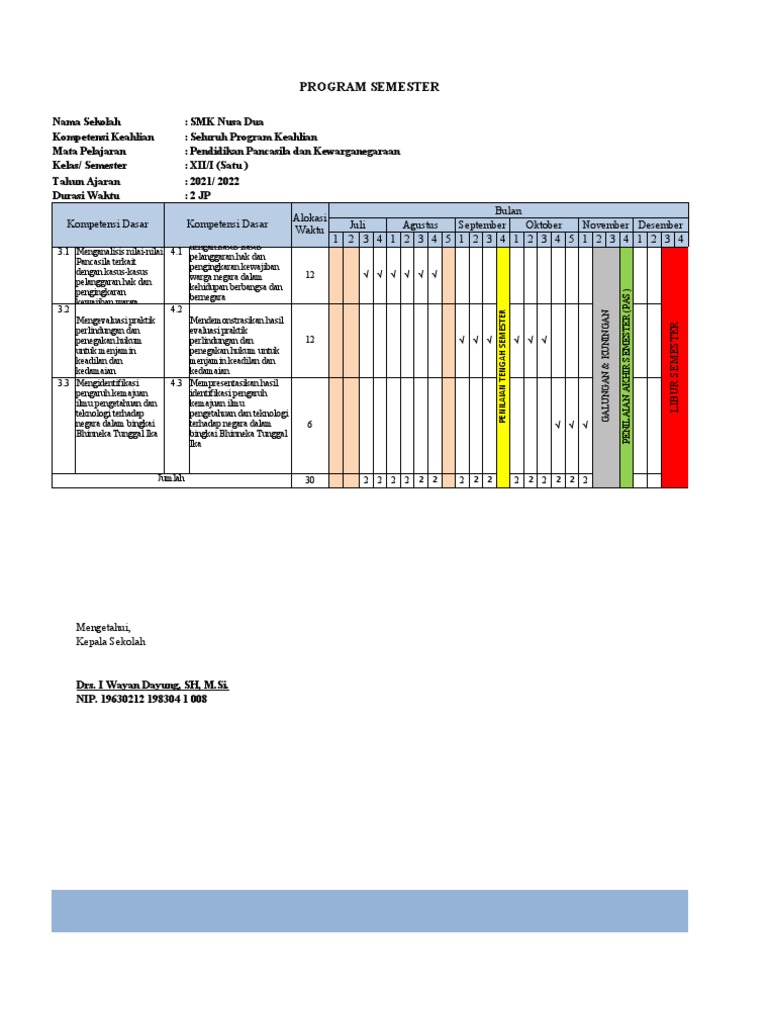 Program Semester PKN Xii | PDF