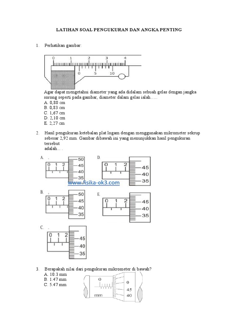 Latihan Soal Pengukuran Dan Angka Penting | PDF