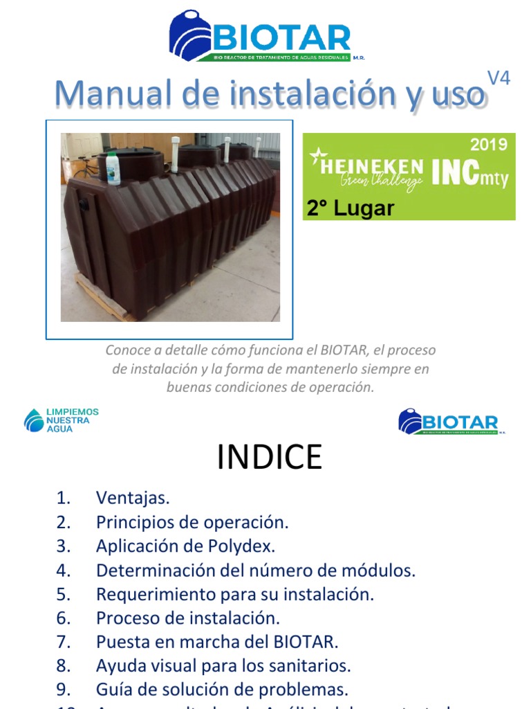 Manual BIOTAR 2022 V4 | PDF | Agua | Aguas residuales