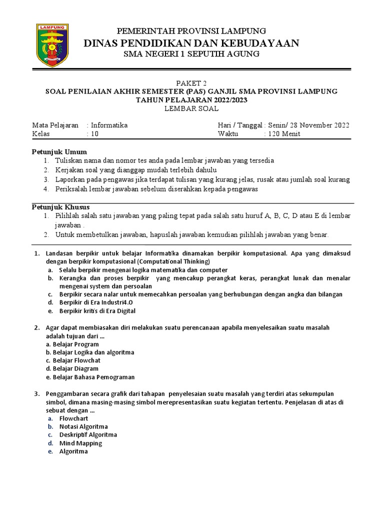 Soal PAS GANJIL 2022-2023 | PDF